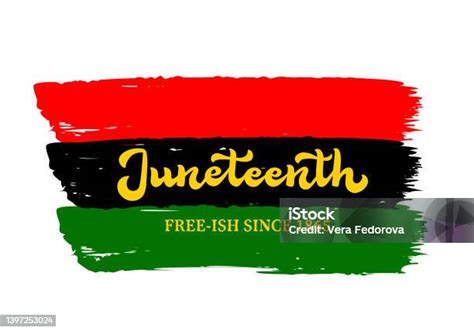 그런지 깃발에 손 글자 16 월 Xnumx 일 6 월 19 일 아프리카 계 미국인 자유의 날 배너 타이포그래피 포스터 인사말 카드 엽서 등을위한 벡터 템플릿