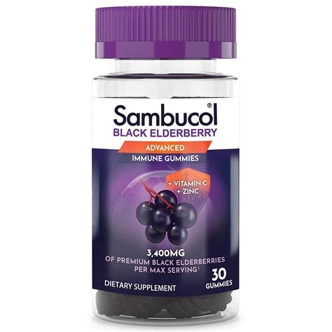 Sambucol Black Elderberry Immune Support Gummies With Vitamin C And