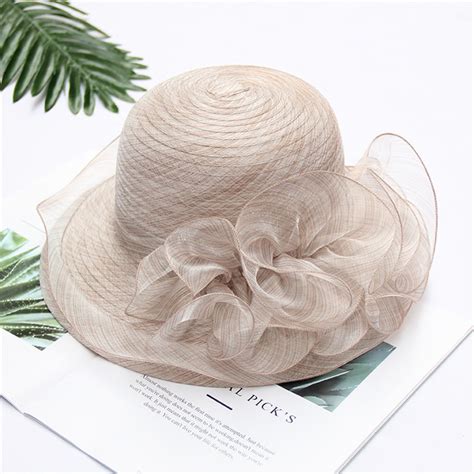Brdfrl Womens Kentucky Derby Church Dress Hat Wide Brim Leaf Flower