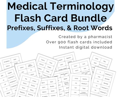 Medical Terminology Printable Digital Download Bundle Root Words