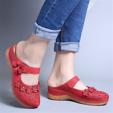 Eczipvz Wedge Sandals For Women Womens Rivet Rhinestone Pearl Flat