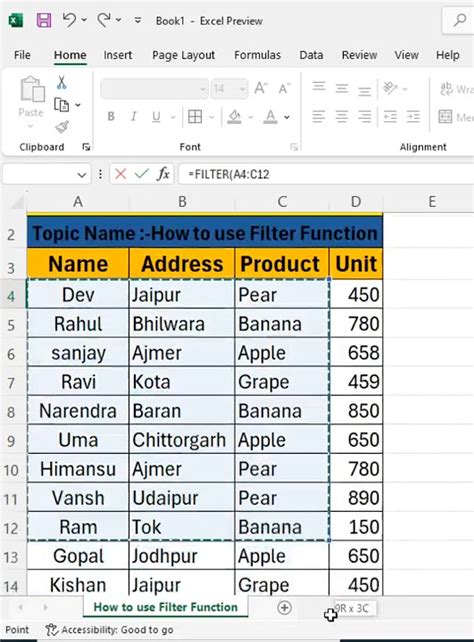 How To Use Filter Formula In Excel Shorts Advance Excel Exceltips Exceltricks
