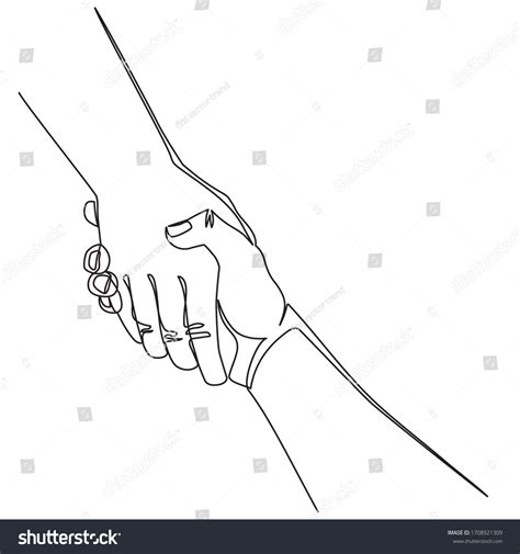 Continuous Line Drawing Helping Hand Concept Stock Vector Royalty Free