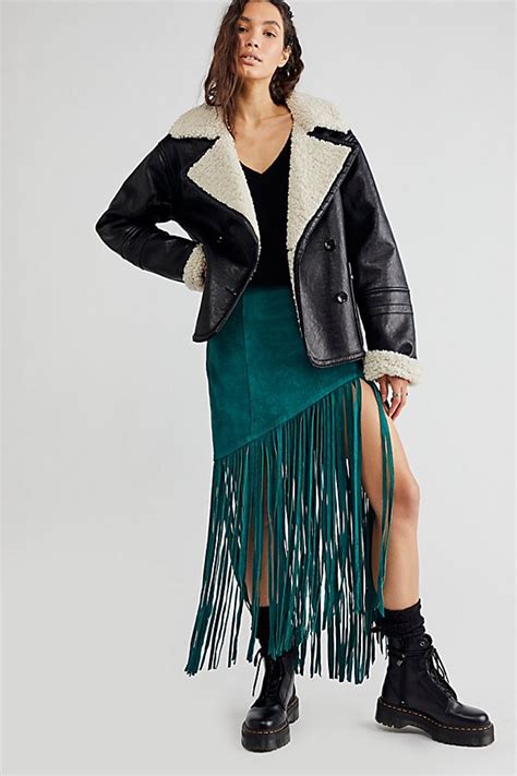 Buy Understated Leather Western Fringe Skirt Brown At 46 Off