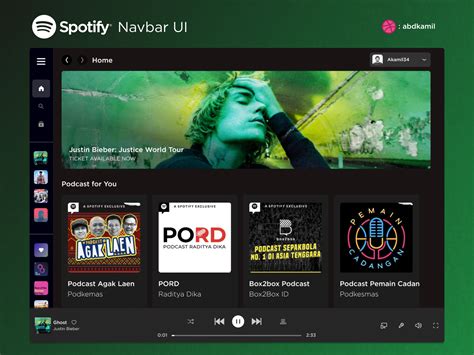 Spotify Navbar Ui By Abdullah Kamil On Dribbble