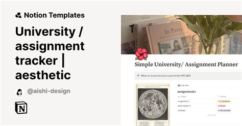 University Assignment Tracker Aesthetic Template By Aishi Notion Marketplace