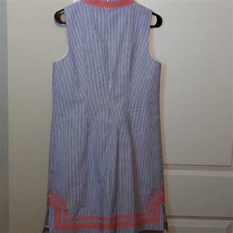 Eliza J Shift Dress Seersucker Collared Raised Neckli… Gem