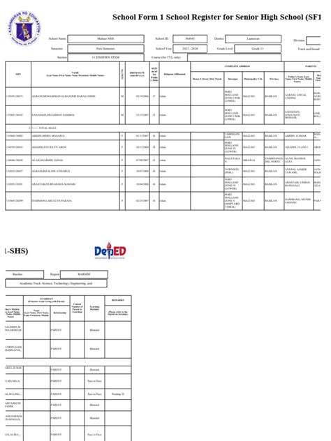 School Form 1 Sf 1 Pdf