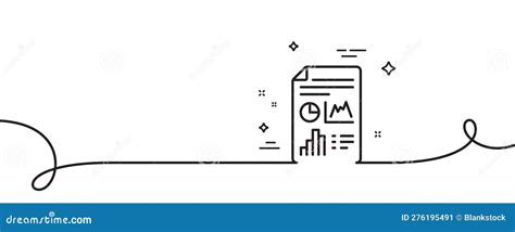 report document line icon column graph sign continuous line with curl