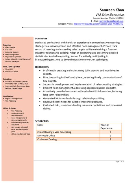 Resume Samreen Khan Pdf Business