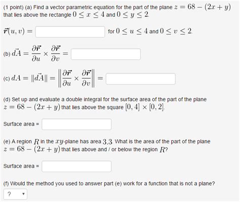 solved a find a vector parametric equation for the part of