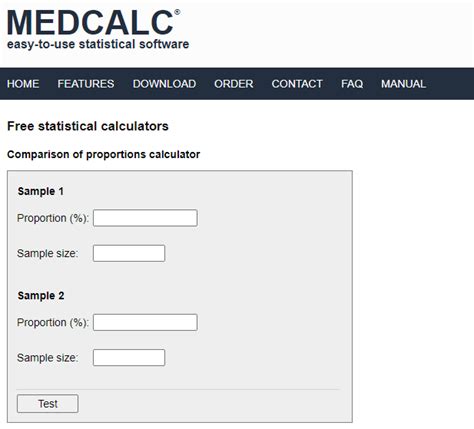 Medcalcs Comparison Of Proportions Calculator