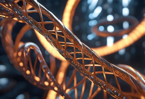a highly detailed and stylized representation of dna strands stock