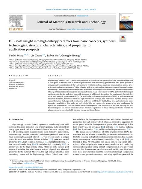 Pdf Full Scale Insight Into High Entropy Ceramics From Basic Concepts