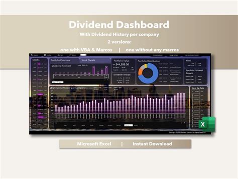 Excel Dividend Dashboard Etsy