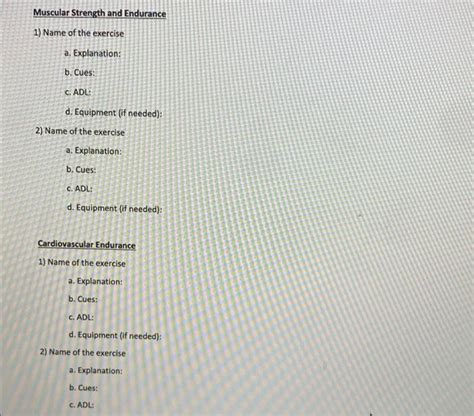Solved Muscular Strength And Endurance Name Of The Chegg