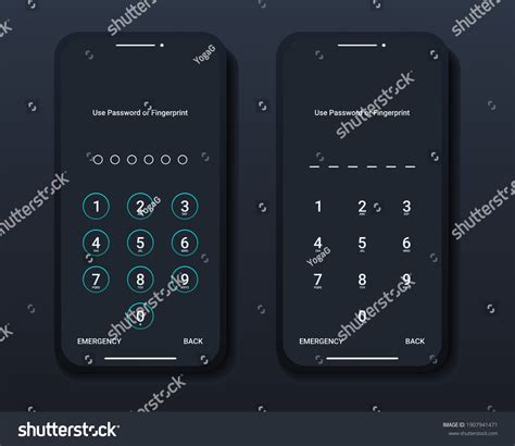 Set Pass Code Numeric Interface Lock Stock Vector Royalty Free