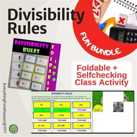 Divisibility Rules Fun Bundle Foldable Self Graded Activity Tpt