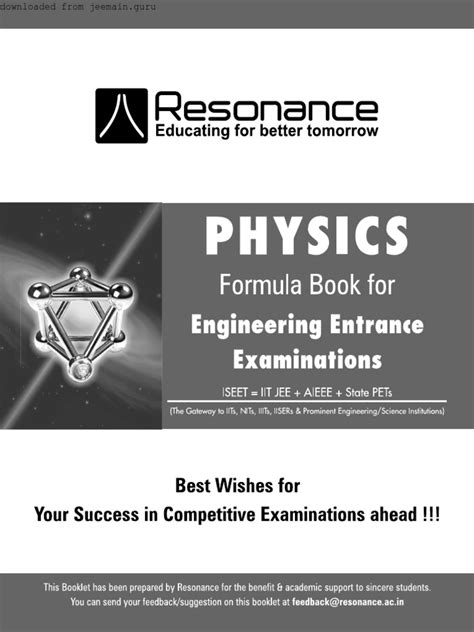 Physics Formula Booklet Jeemain Guru Pdf