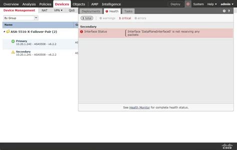 firepower dataplaneinterface0 is not receiving and packets