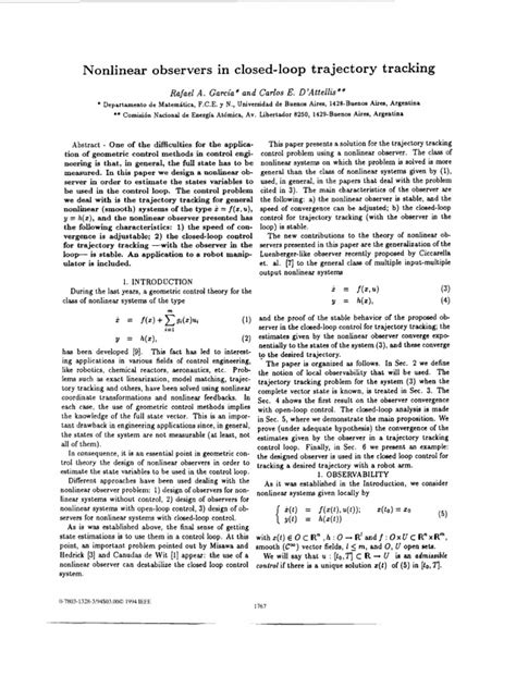 Nonlinear Observers Download Free Pdf Control Theory Mathematics