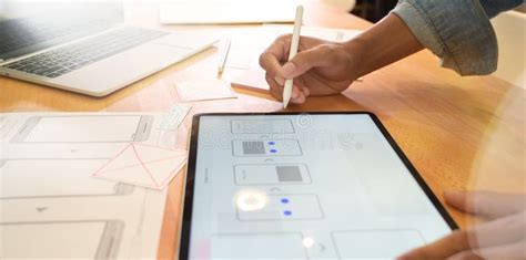 Web Developer Designs UI Templates Stock Image Image Of Application Experience
