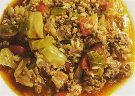 Recipe Of Super Quick Homemade Beefy Cabbage Rice Soup