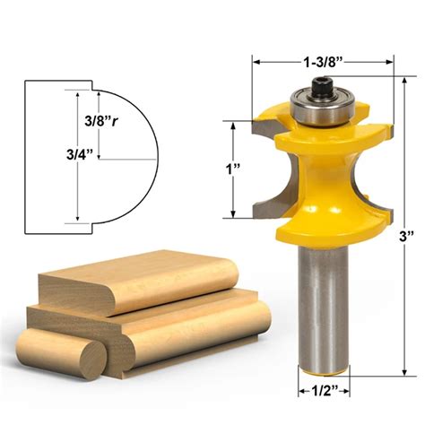 1pcs Bullnose Router Bit 3 8 R 3 4 Bead 1 2 Shank In Milling Cutter