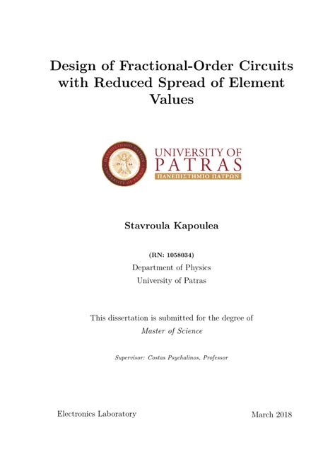 Pdf Design Of Fractional Order Circuits With Reduced Spread Of Element Values
