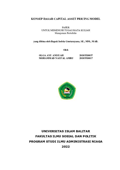 Doc Konsep Dasar Capital Asset Pricing Model