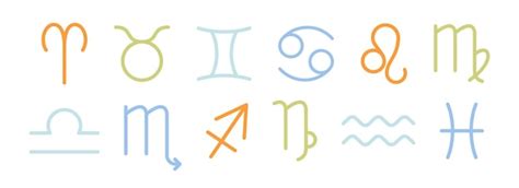 Horoskop Sternzeichen Halb Flache Farbvektorelemente Set Bearbeitbare