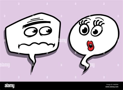 Comic Bubble Face Male And Female Dialogue Stock Vector Image And Art Alamy