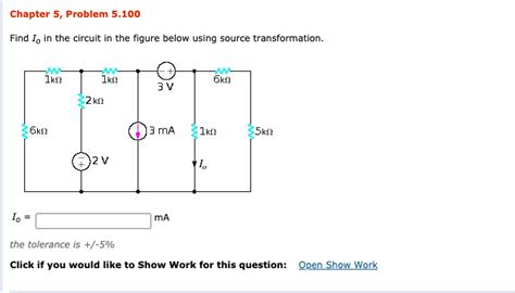 Solved Find Io In The Circuit In The Figure Below Using