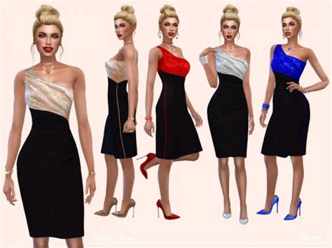 The Sims Resource Xmas Time Dress By Paogae • Sims 4 Downloads