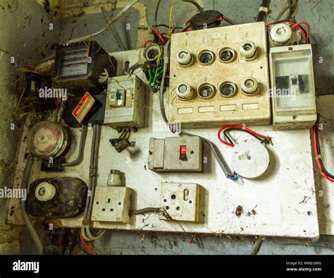 Old Electrical Distribution Board With Electric Meter Fuse Box Fuse