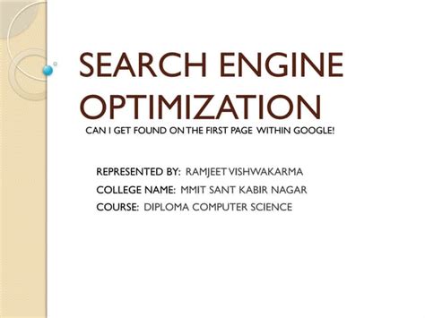 Search Engine Optimization Seo Ppt By Ramjeetpptx