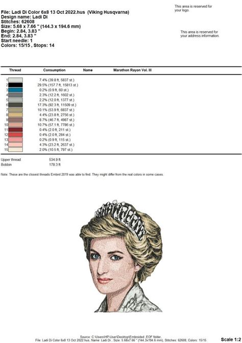 Princess Diana 6 X 8 Products Swak Embroidery