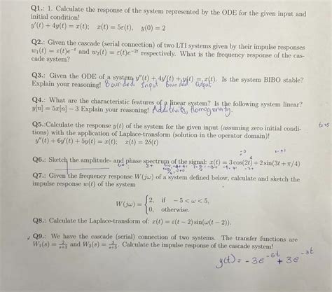 solved q1 1 ﻿calculate the response of the system