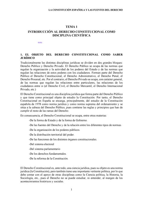 Tema 1 Introduccion Al Derecho Constitucional 1 Tema 1 IntroducciÓn