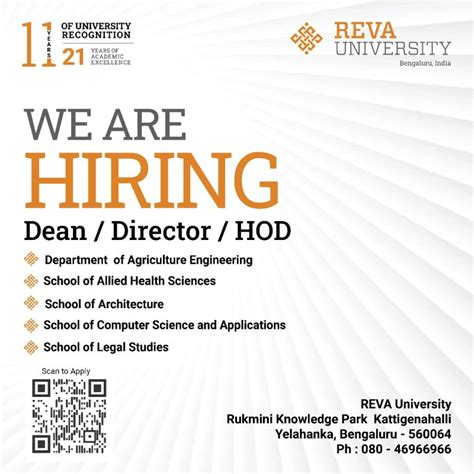 Reva University On Linkedin Revauniversity Lifeatreva Hiring