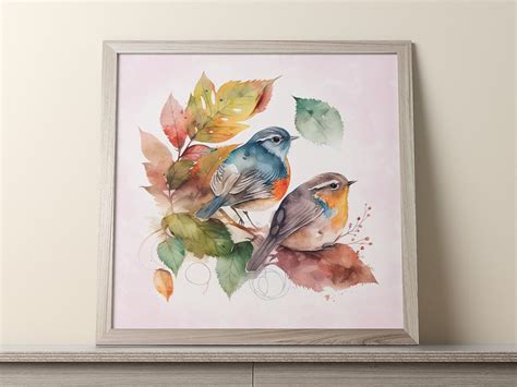 Songbirds Watercolor Print Painting Art Nightingales Etsy