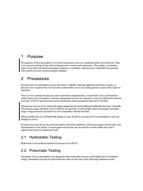 Pressure Testing Procedure Pdf