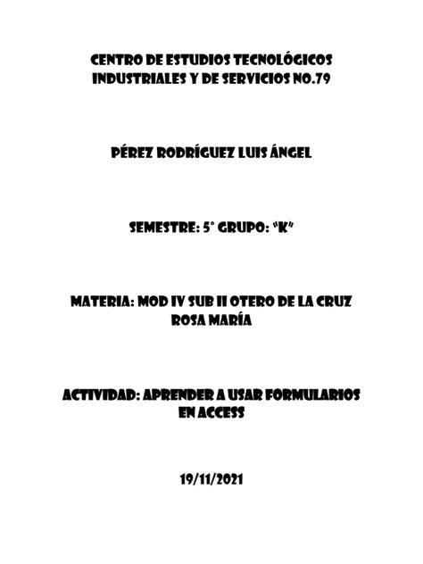 Actividad 3 Aprender A Usar Formularios En Access Pdf