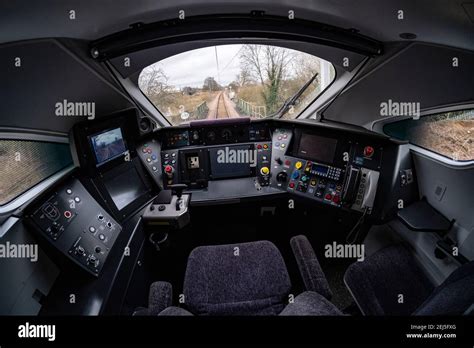 Inside The Driving Cab Of A New Iep Class 800 801 Train Made By Hitachi England Uk Stock