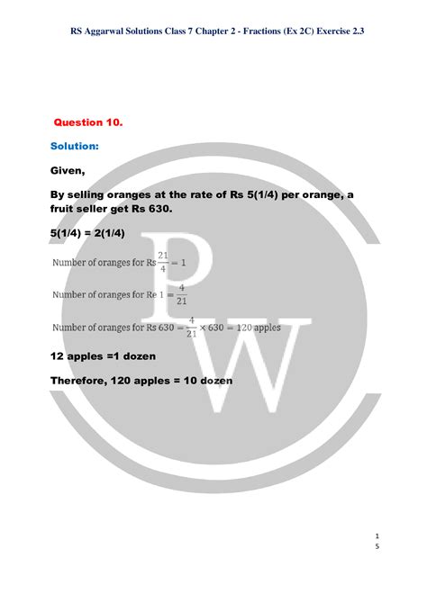 Exercise 2c Of Rs Aggarwal Class 7 Maths Solutions Chapter 2 Fractionspw