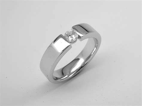 Diamond And Platinum Tension Set Illusion Ring