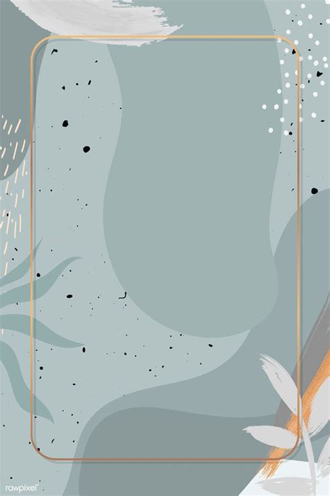 Rectangle Gold Frame On Botanical Memphis Pattern Background Vector