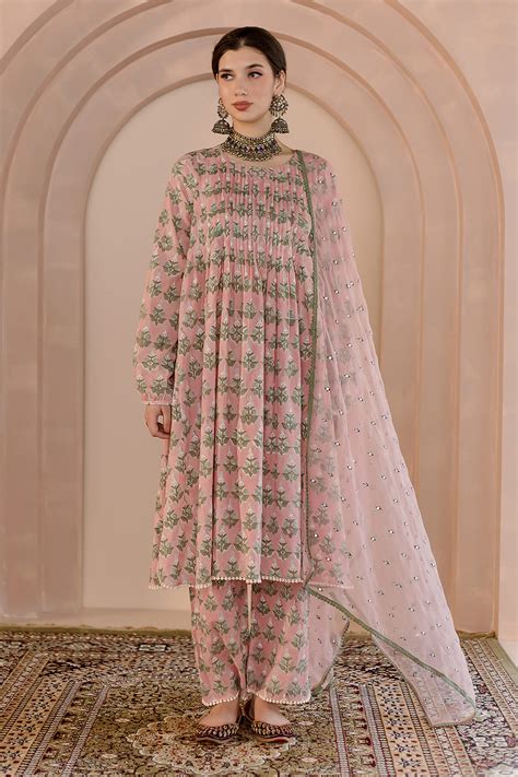 Buy Gulabo Jaipur Peach Cotton Shriya Block Print Kurta Pant Set Online