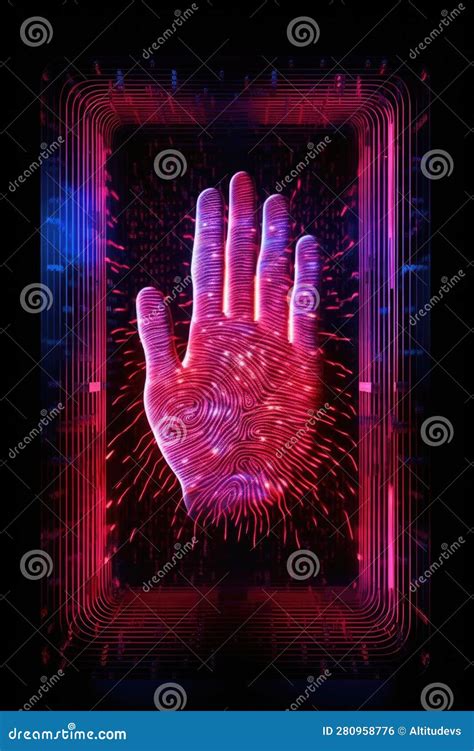 Glowing Digital Fingerprint On A Screen Stock Illustration Illustration Of Biometric Identity