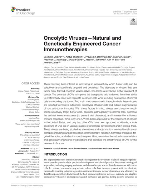 Pdf Oncolytic Viruses—natural And Genetically Engineered Cancer
